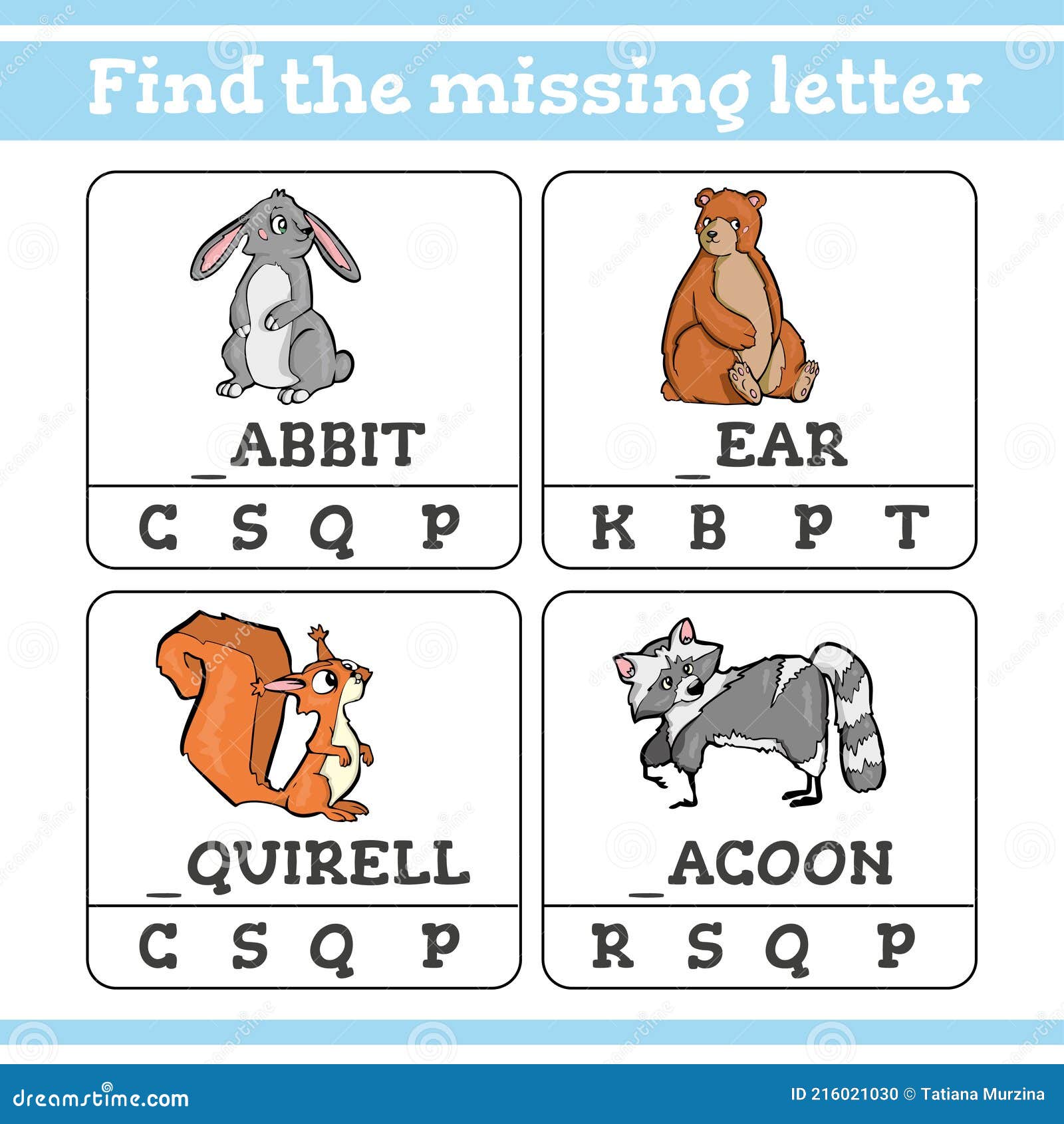 Find the Missing Letter Game for Preschool Children Stock Vector ...