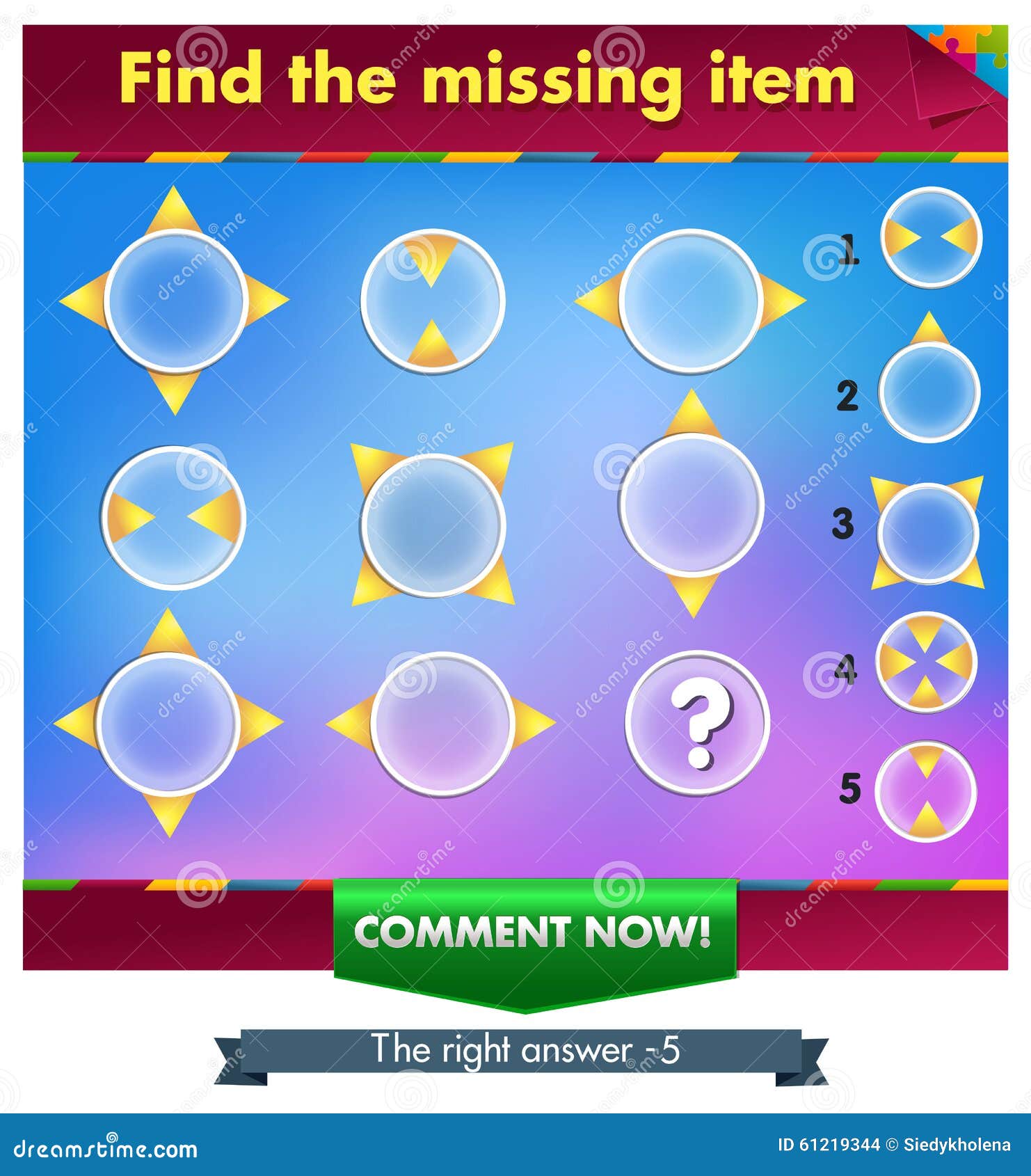 Find the missing part stock illustration. Illustration of game - 61219344