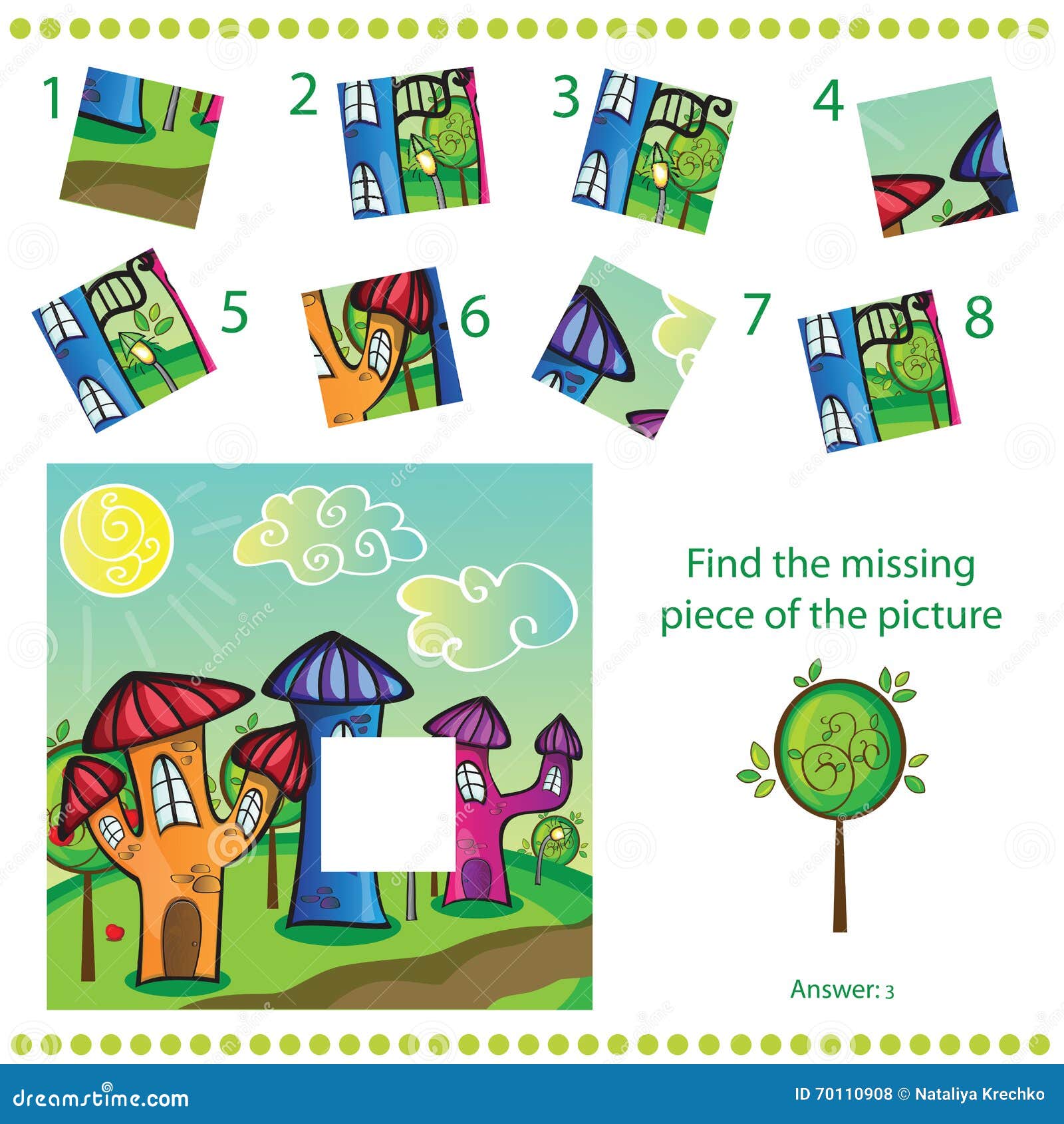 Find Missing Piece - Puzzle Game for Children Stock Vector ...
