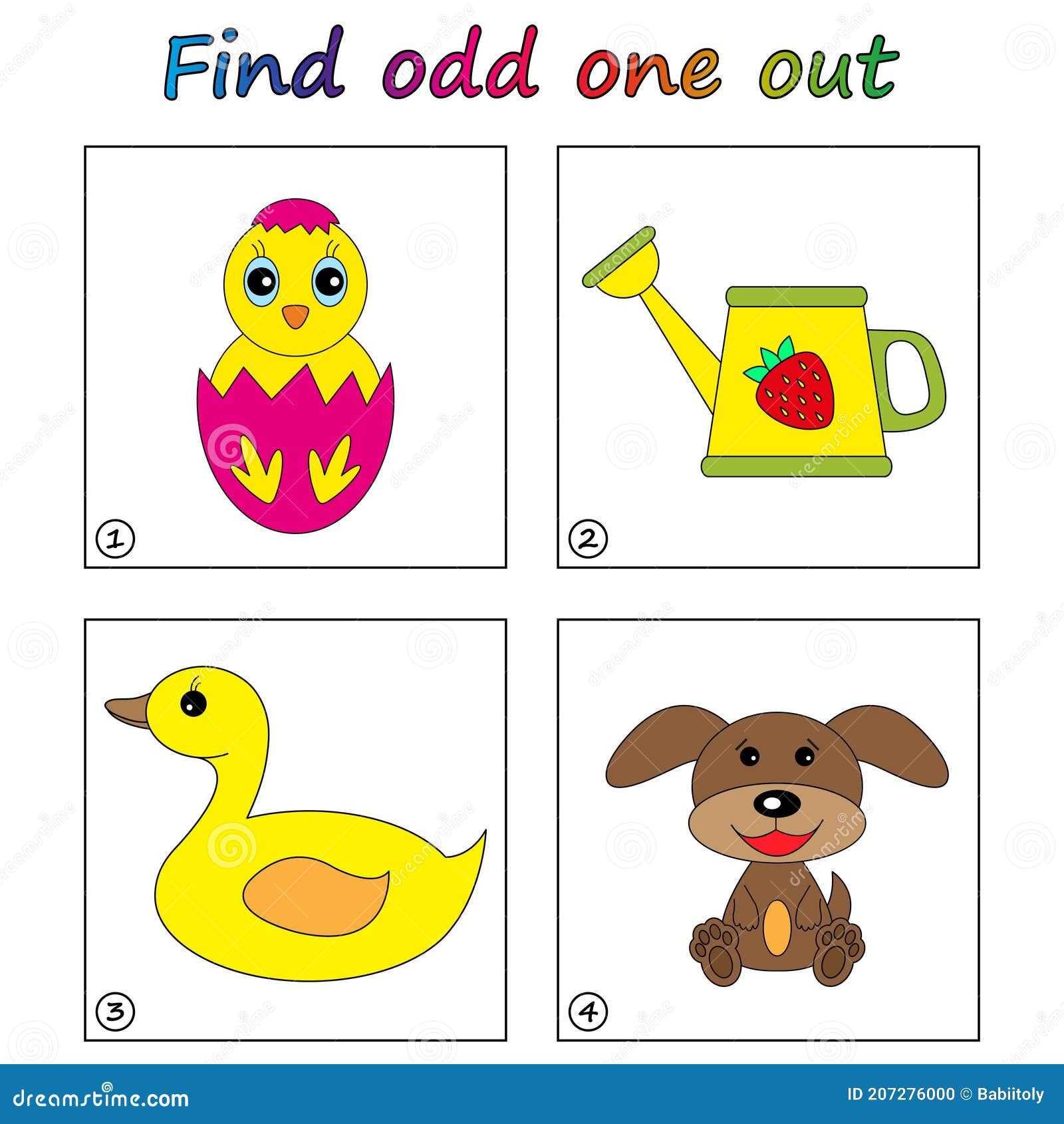 Find Odd One Out - Game for Kids. Worksheet Stock Vector - Illustration ...