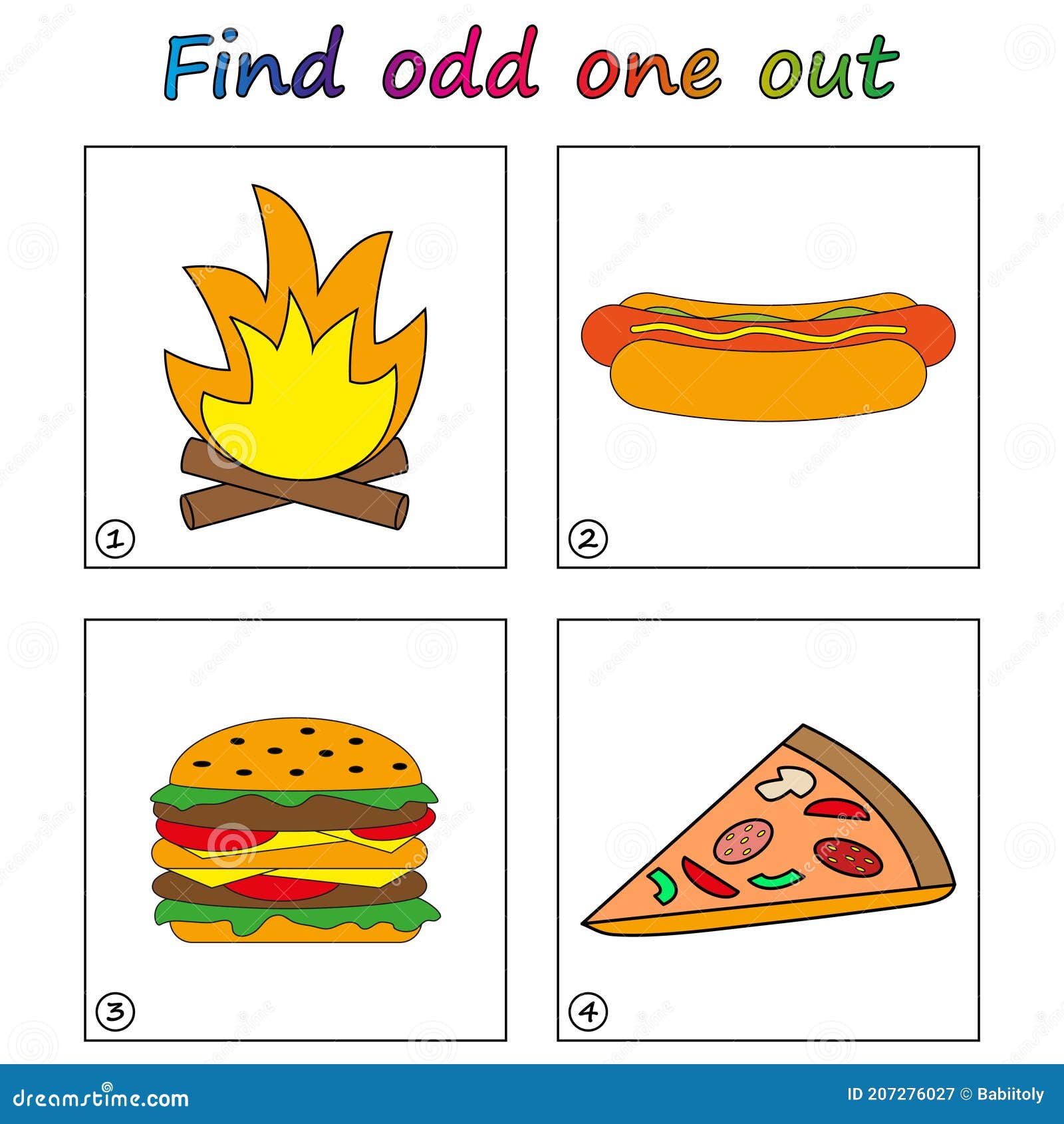 Find Odd One Out - Game for Kids. Worksheet Stock Vector - Illustration ...