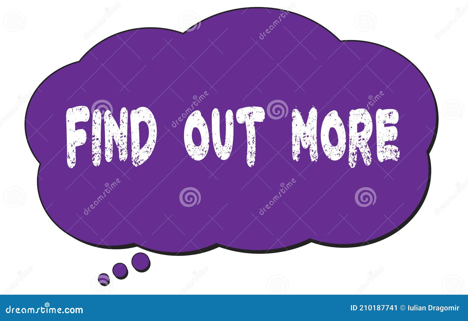 FIND OUT MORE Text Written on a Violet Cloud Bubble Stock Illustration ...