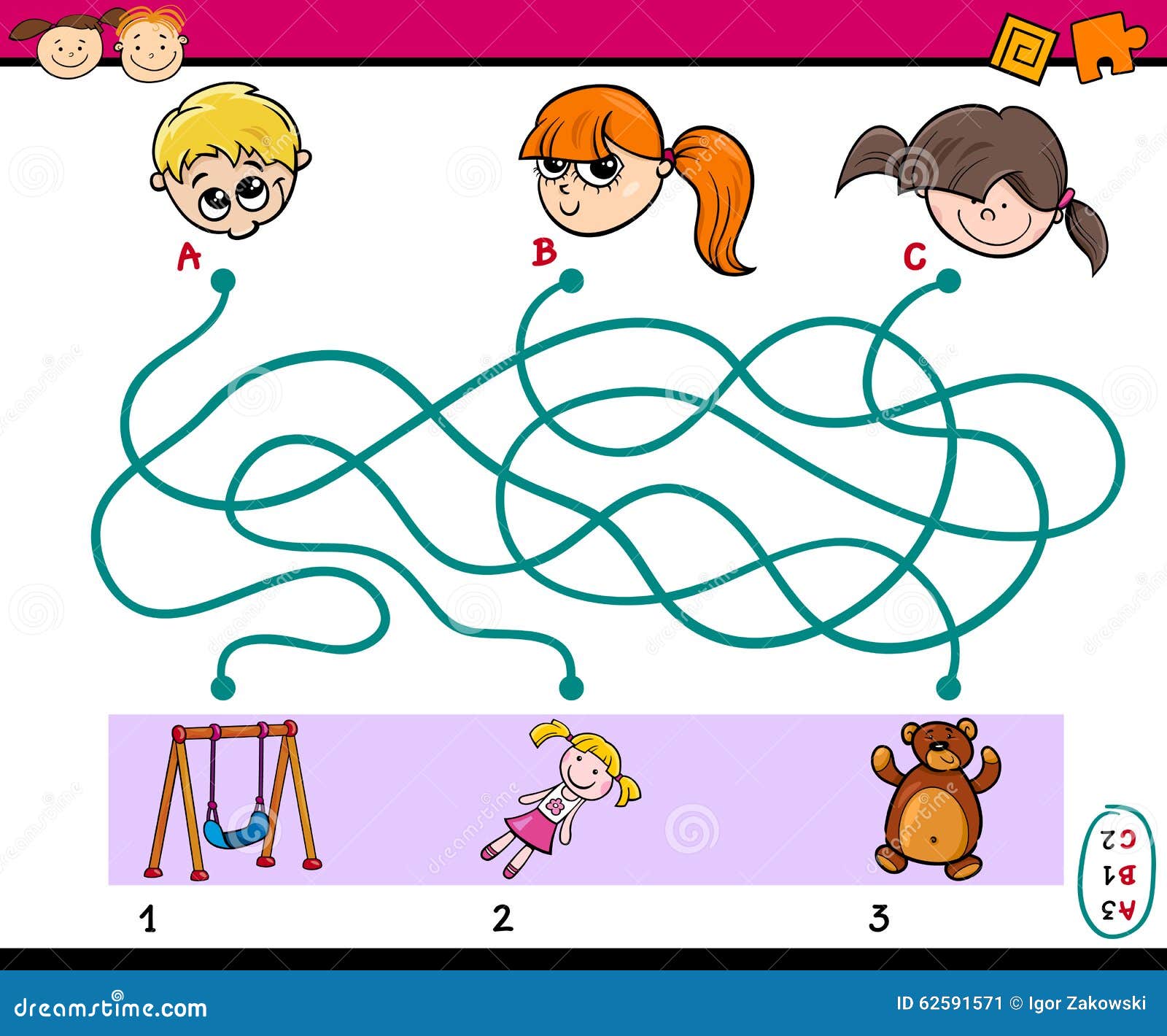 Find Path Task for Children Stock Illustration - Illustration of ... Find Path Task for Children Stock Illustration - Illustration of ...