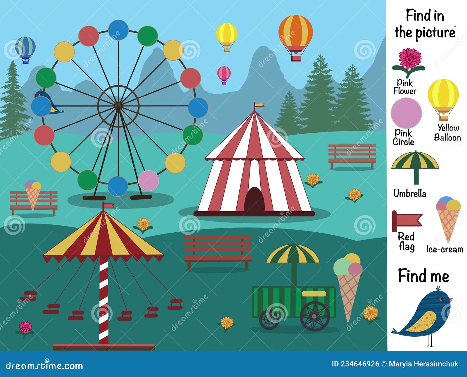 Find in the Picture. Logical Game for Kids Stock Illustration ...