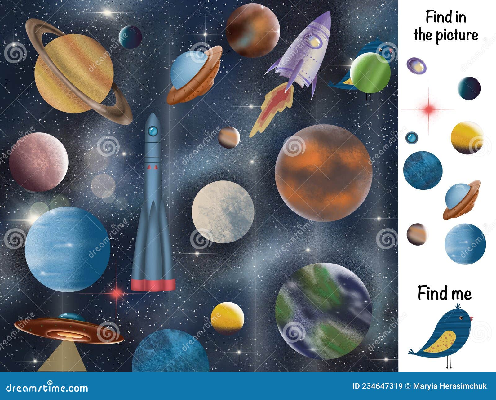 Find in the Picture. Logical Game for Kids Stock Illustration ...