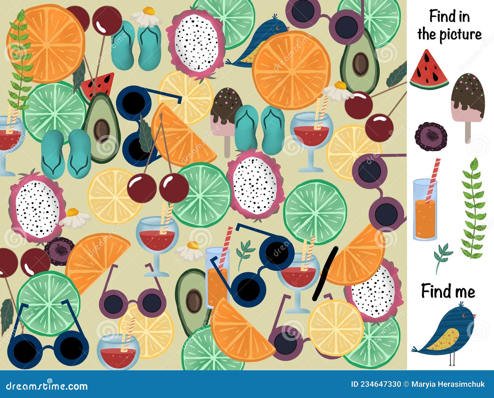 Find in the Picture. Logical Game for Kids Stock Illustration ...