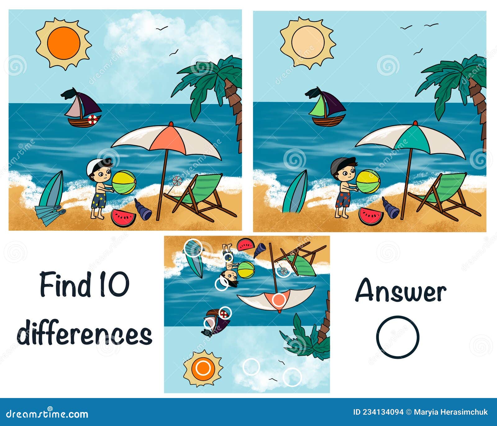 A Logical Game For Children Find The Right Shadow, Cartoon Children Of ...