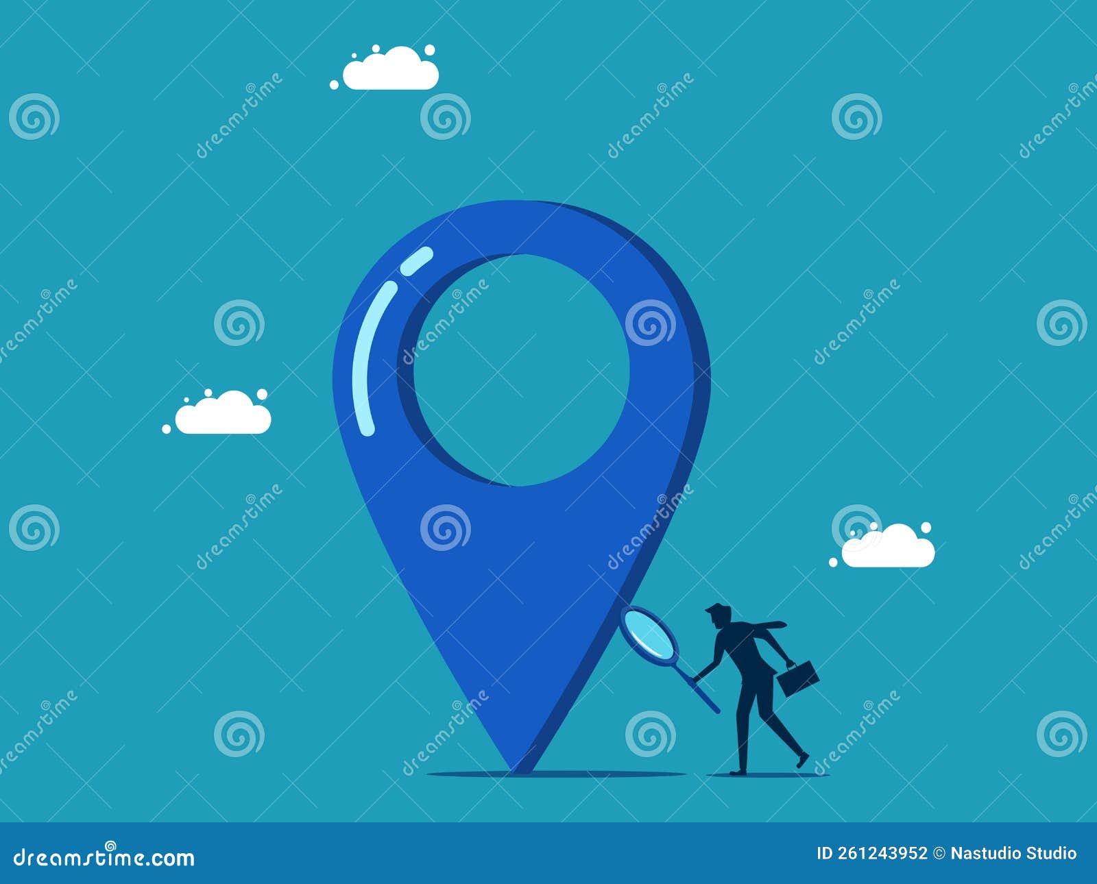 Find a Place. Businessman Looking at Map with Magnifying Glass Stock ...