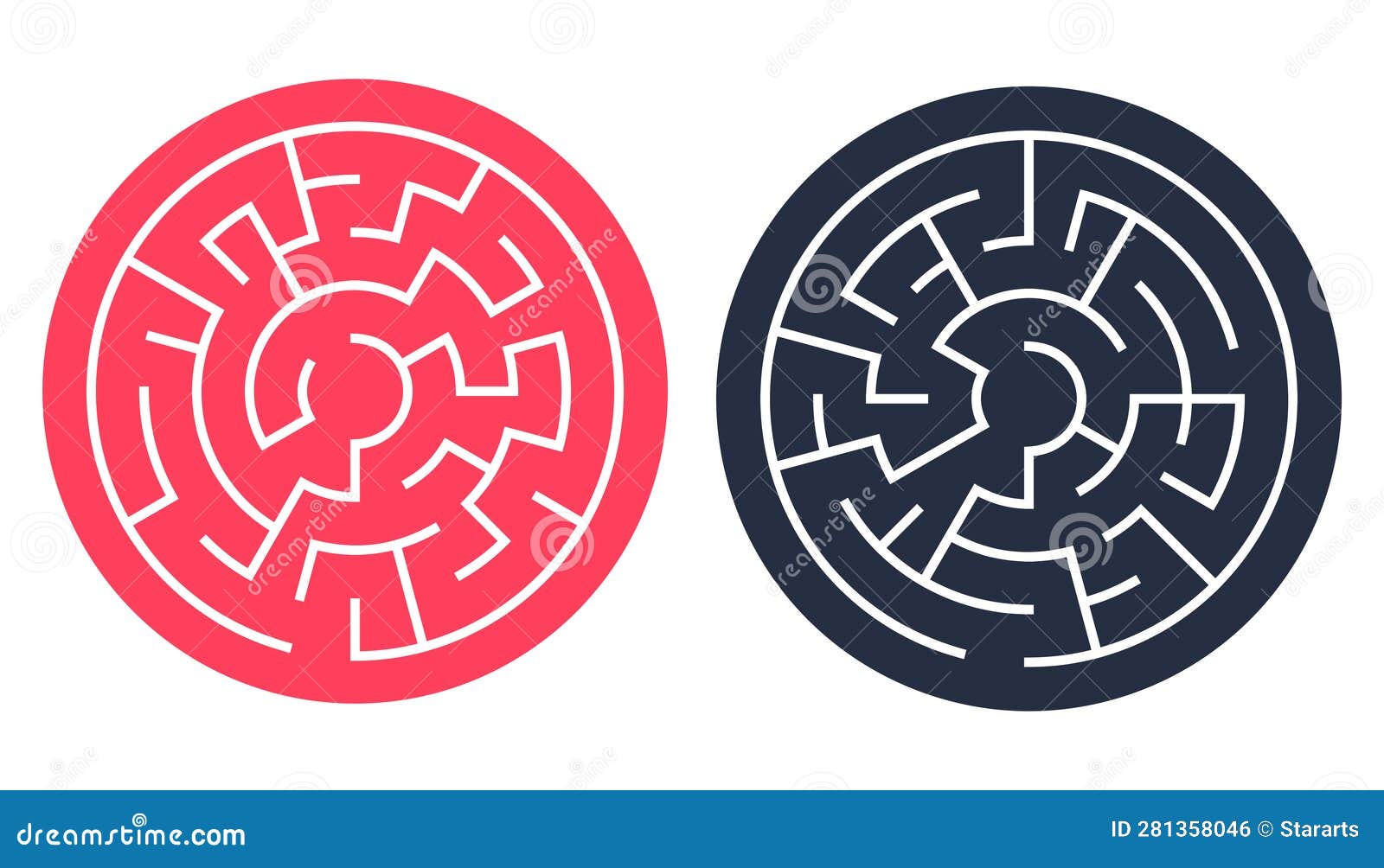 Find the Right Direction To Solve Circular Maze Puzzle Pattern Banner ...