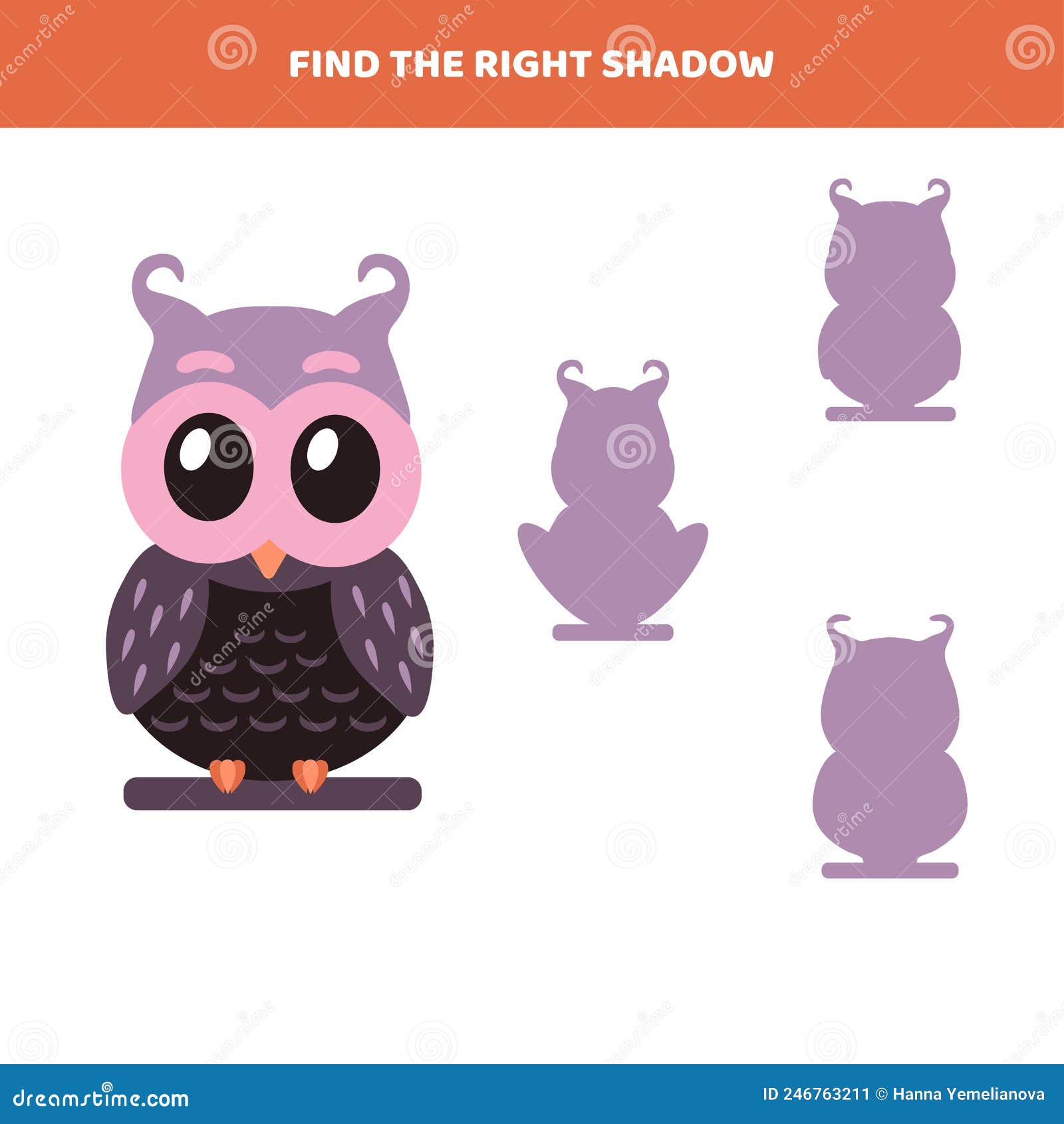 Find the Right Shadow for Cartoon Owl Stock Illustration - Illustration ...