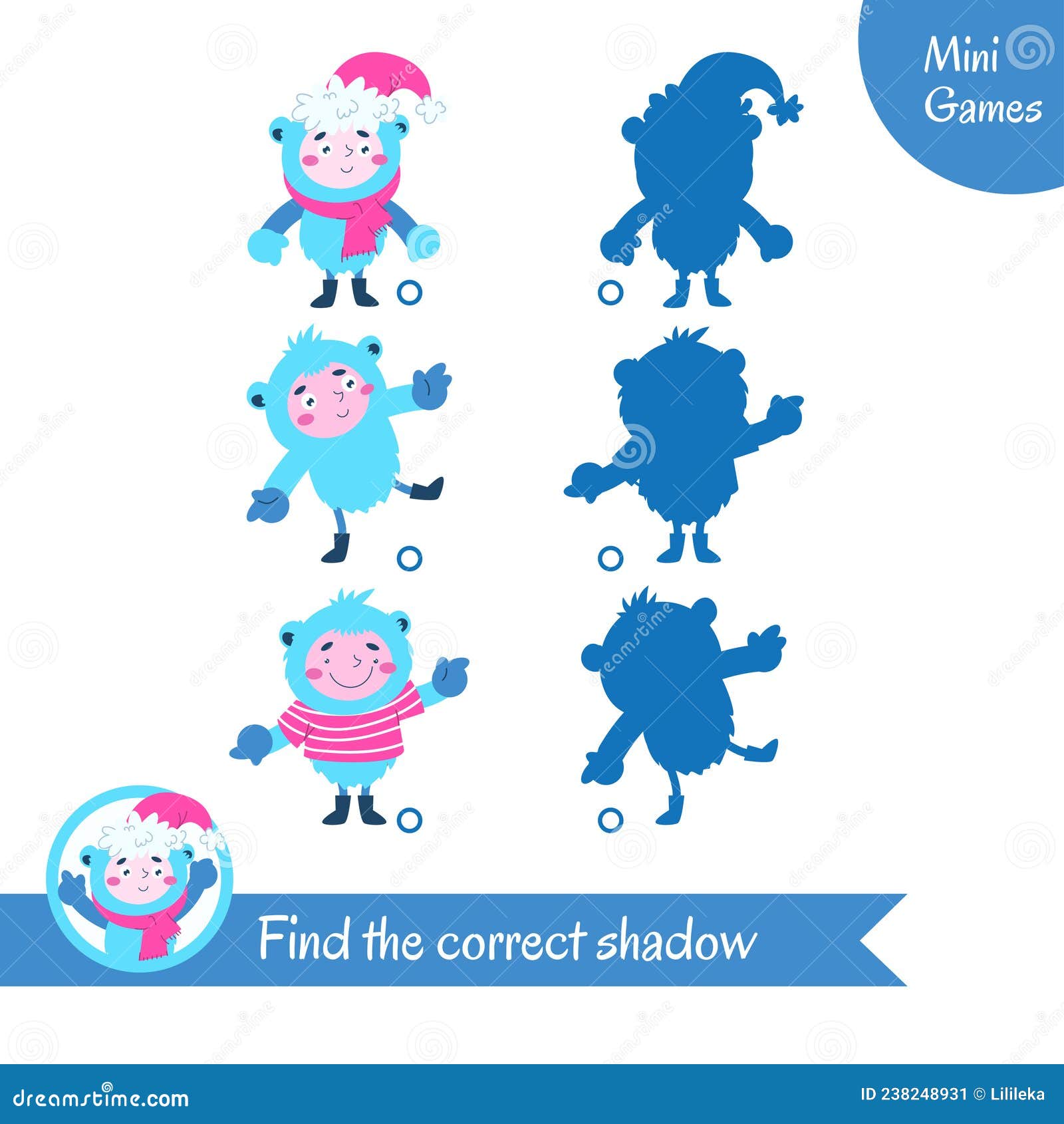 Find the Right Shadow. Educational Game for Preschool Children Stock ...