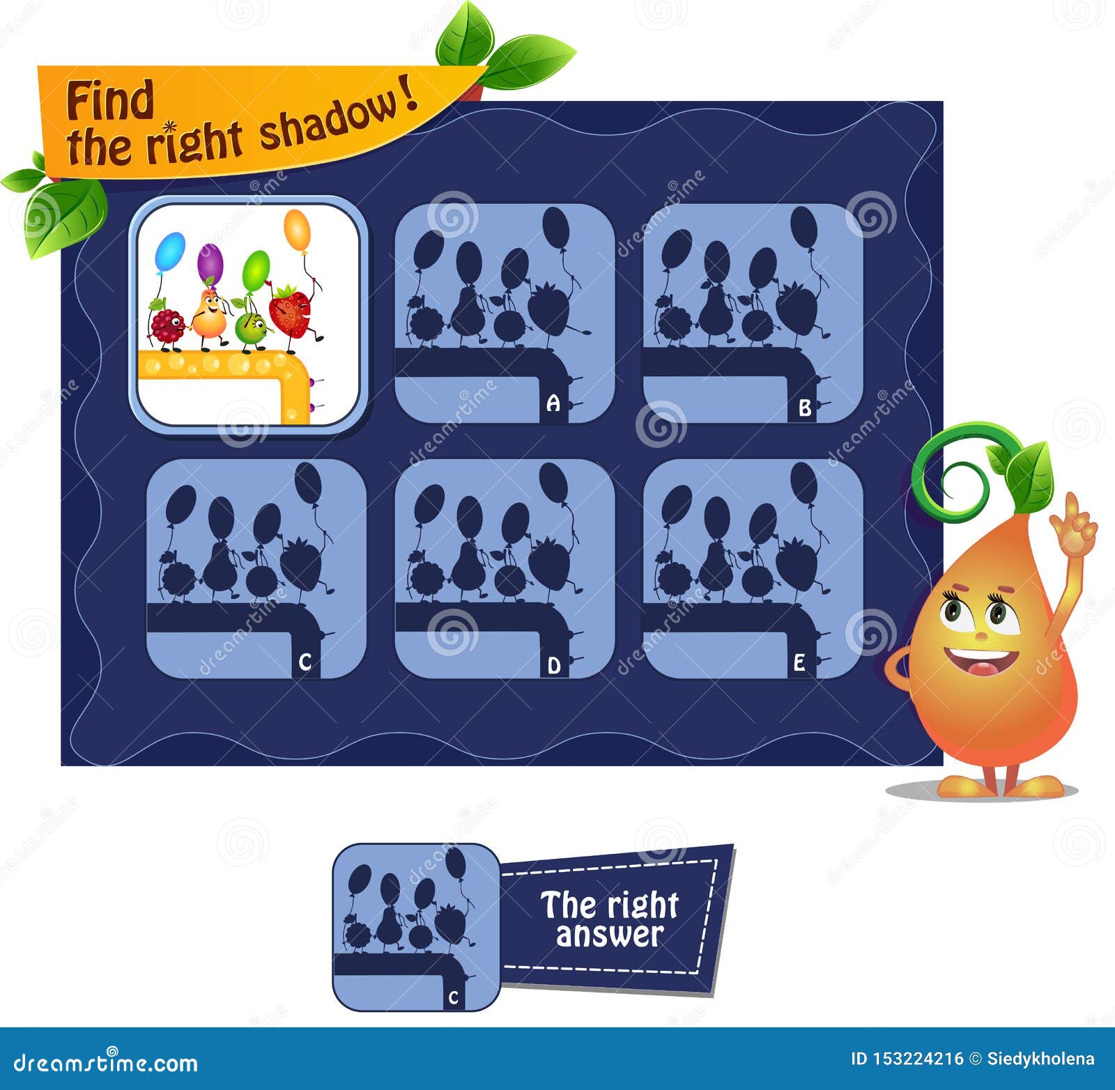 Find Right Shadow Fruit Funny Stock Illustration - Illustration of cafe ...