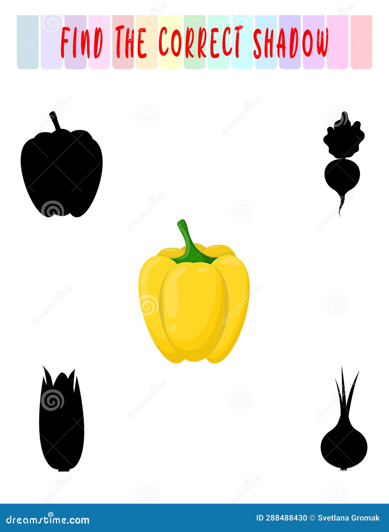 Find the Right Shadow. Vegetables Sweet Pepper. Teaching Children ...