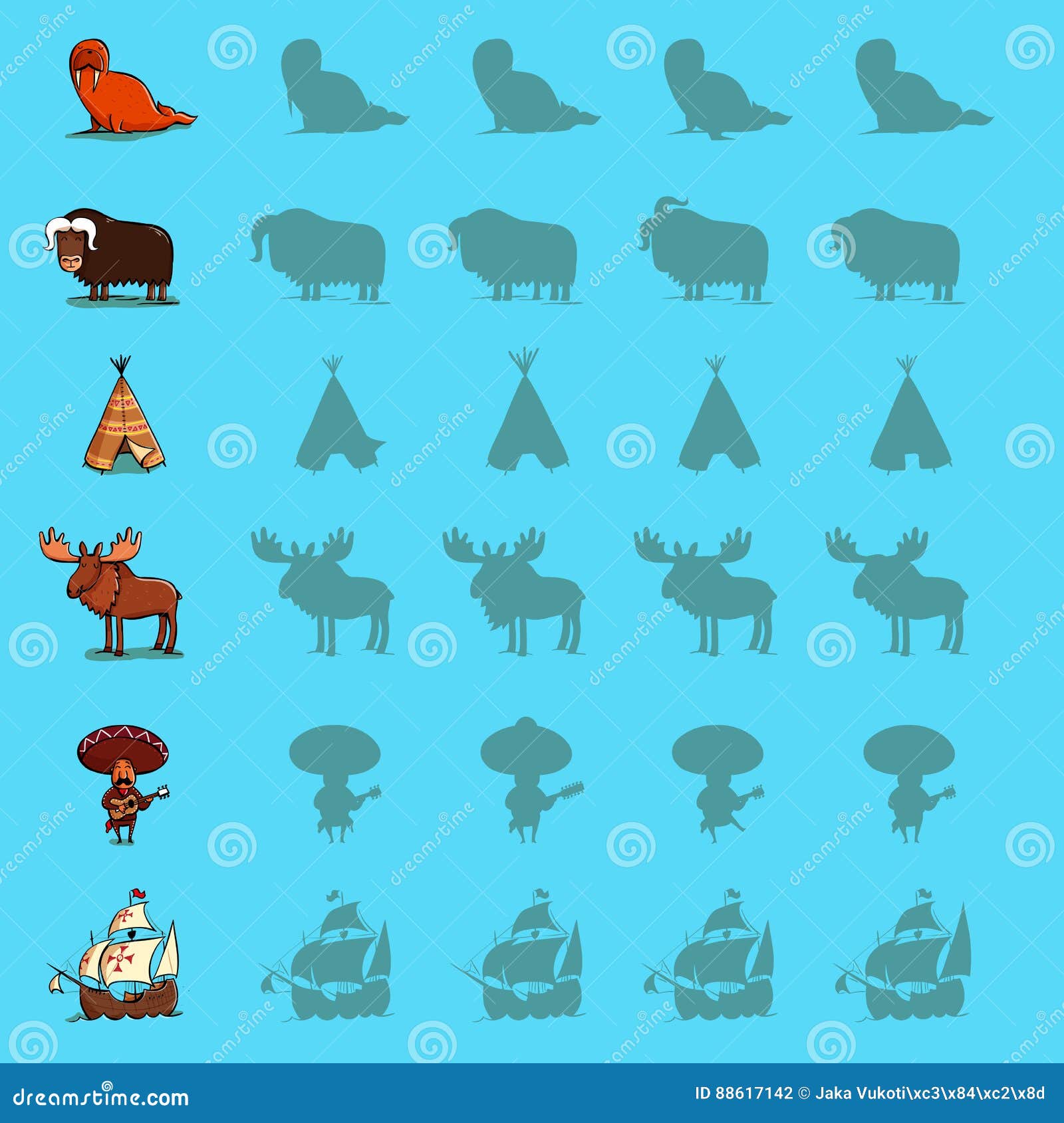 Find the Right Shadow Visual Games. Six Games Set Stock Vector ...