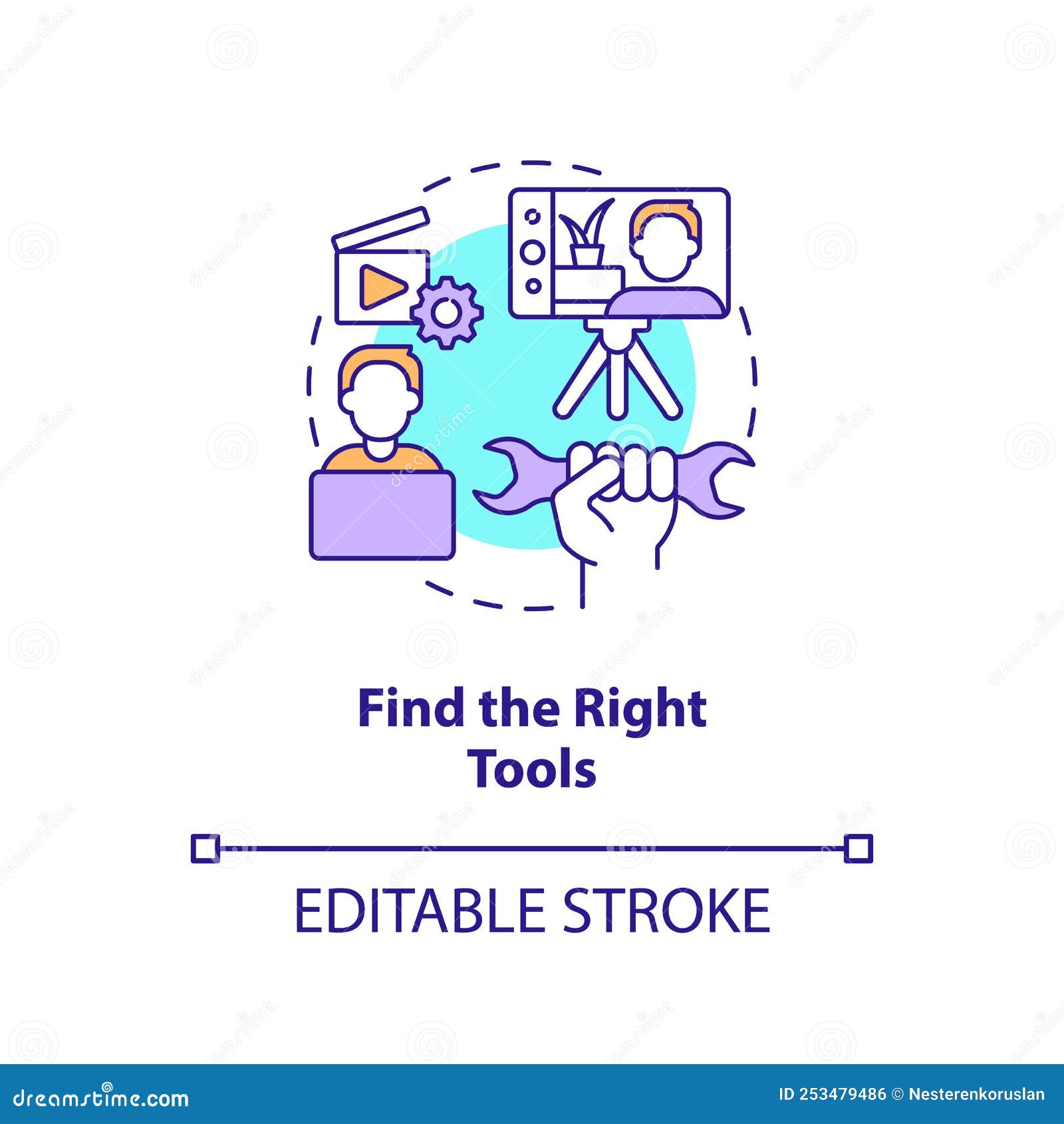 Find Right Tools Concept Icon Stock Vector - Illustration of video ...