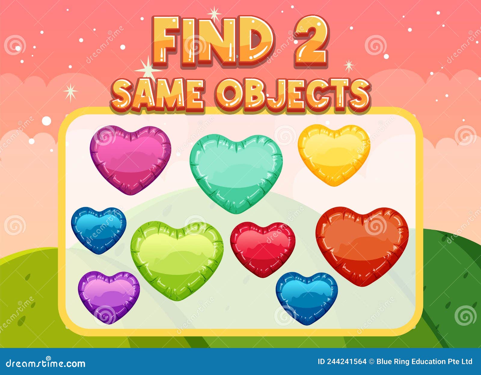 Find 2 Same Object Worksheet for Children Stock Vector - Illustration ...