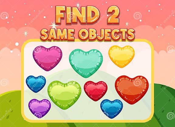 Find 2 Same Object Worksheet for Children Stock Vector - Illustration ...