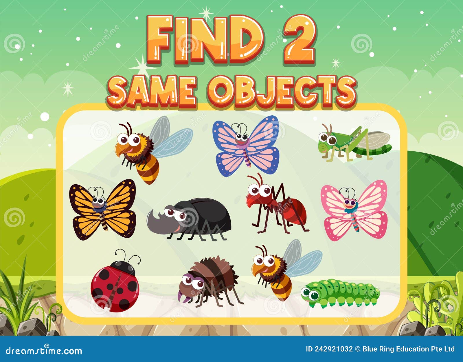 Find 2 Same Object Worksheet for Children Stock Vector - Illustration ...
