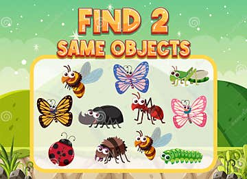 Find 2 Same Object Worksheet for Children Stock Vector - Illustration ...