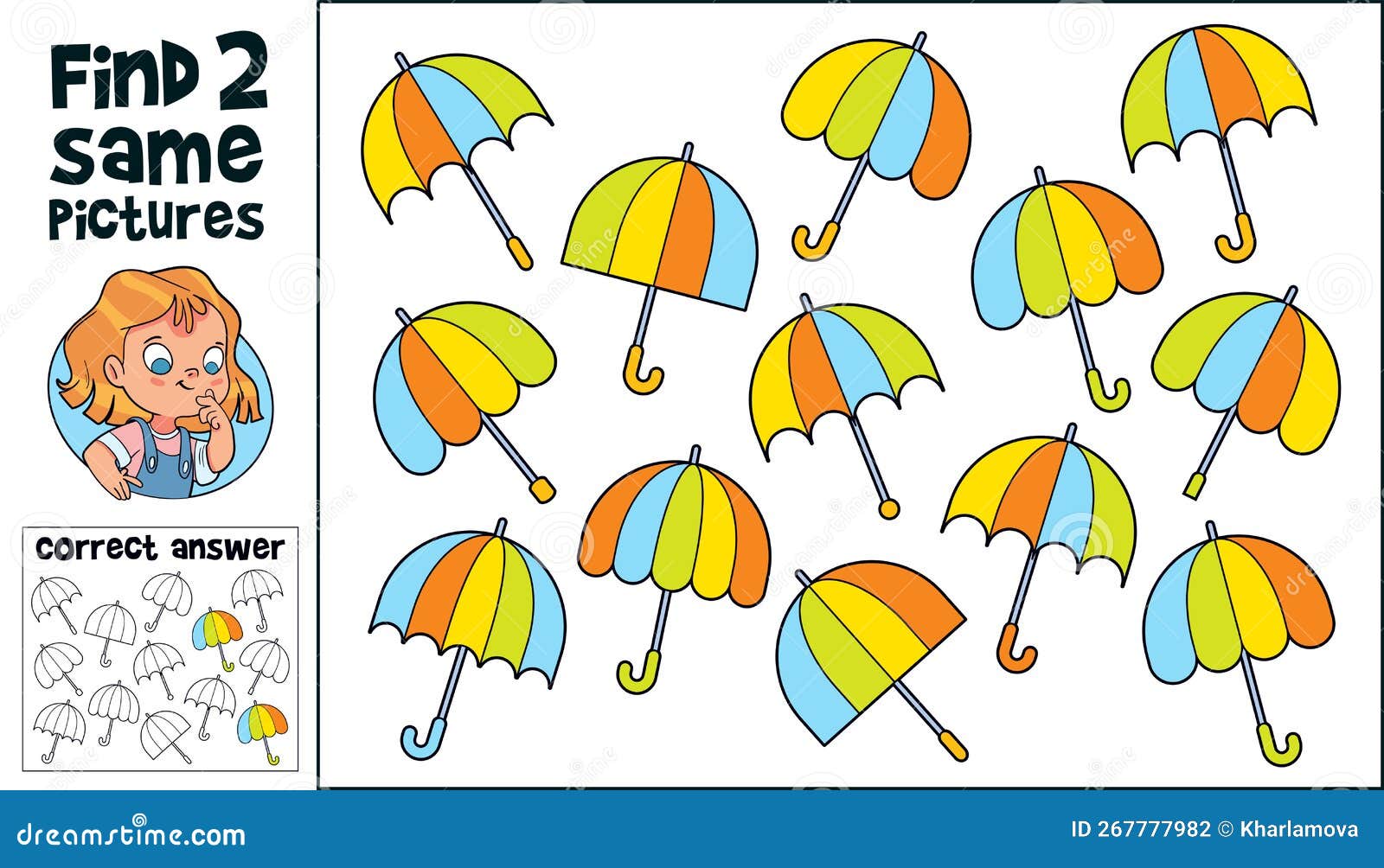 Find 2 Same Objects. Educational Game for Children Stock Vector ...