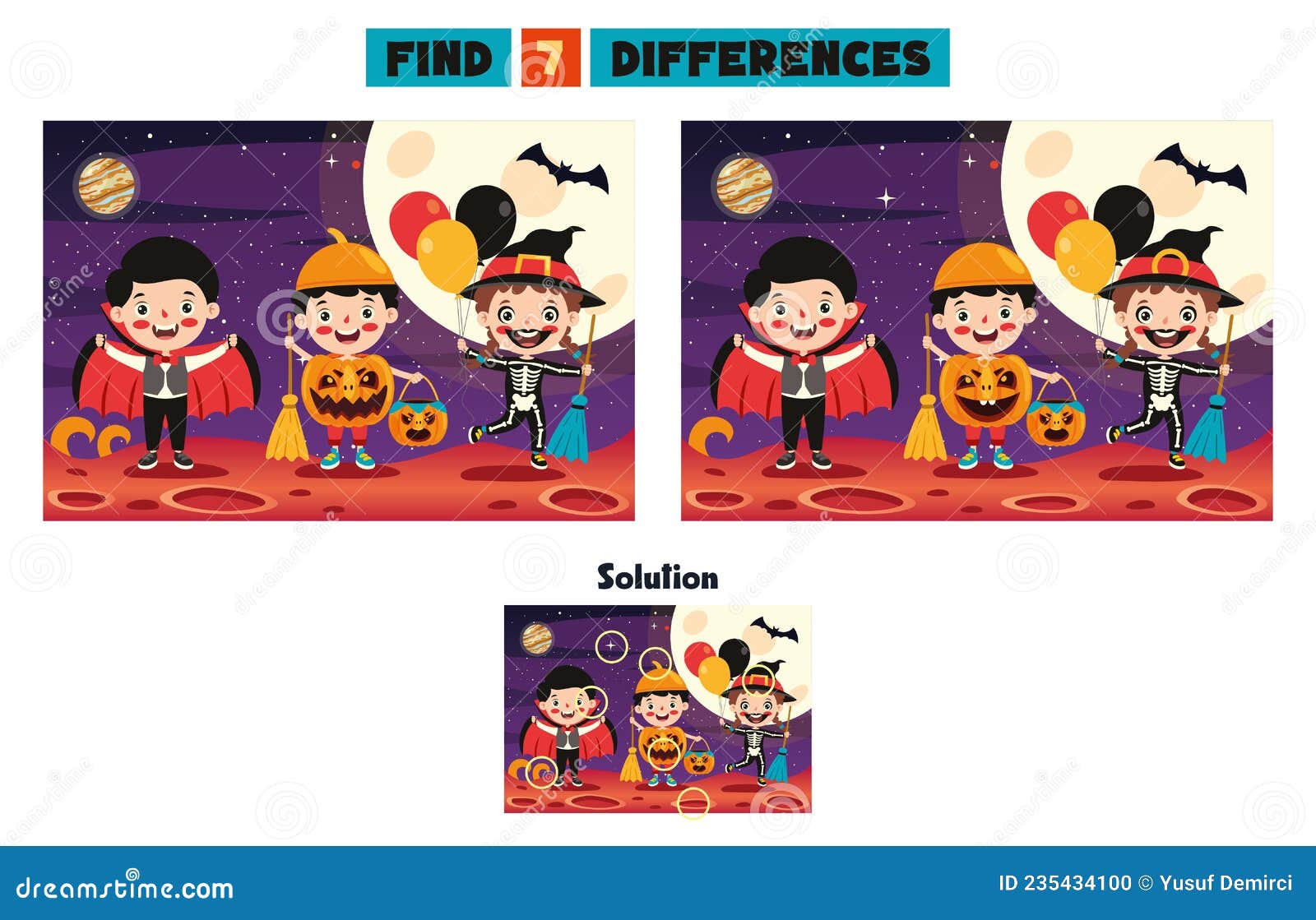 Find Seven Differences Activity for Children Stock Vector ...