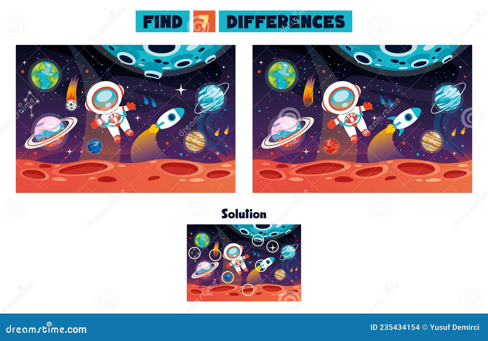 Find Seven Differences Activity for Children Stock Vector ...