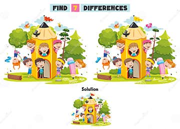 Find Seven Differences Activity for Children Stock Vector ...