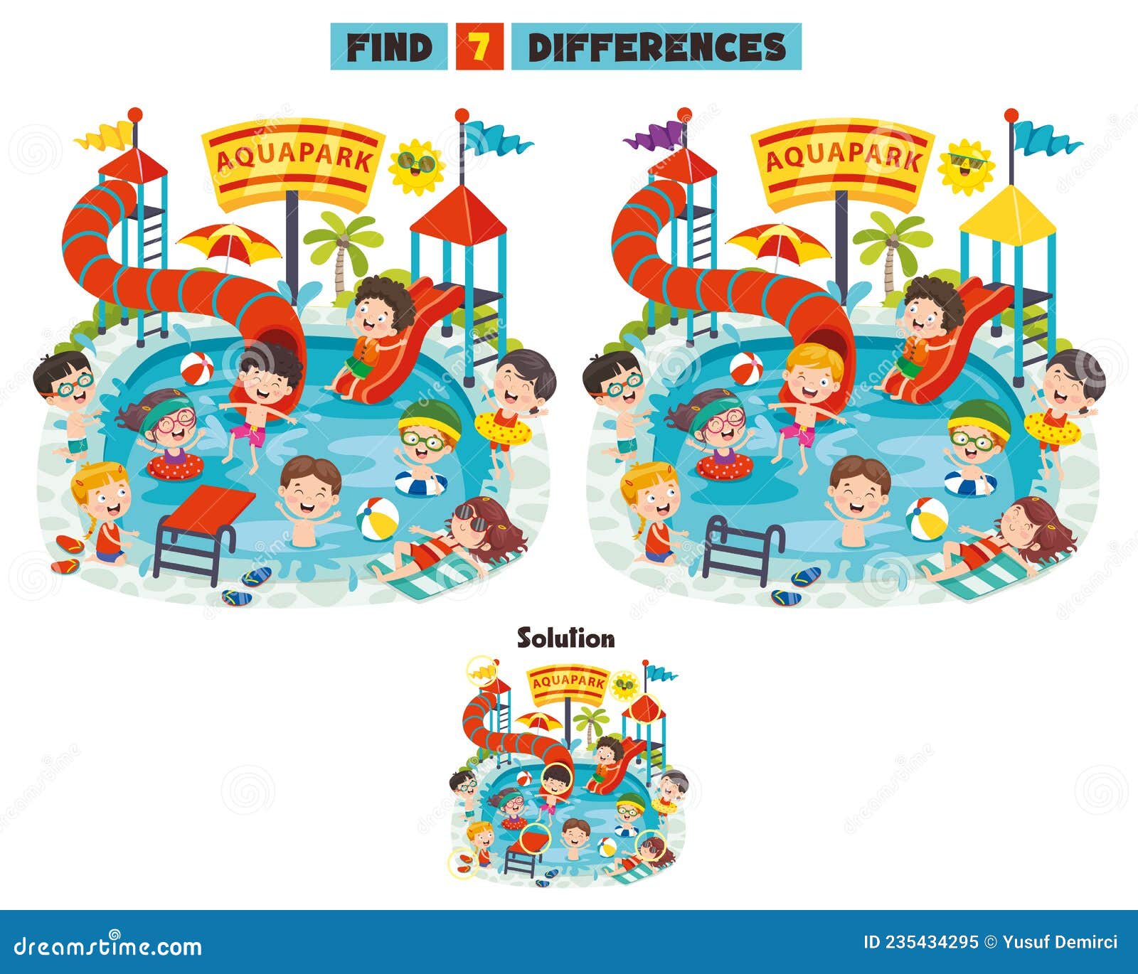 Find Seven Differences Activity for Children Stock Vector ...