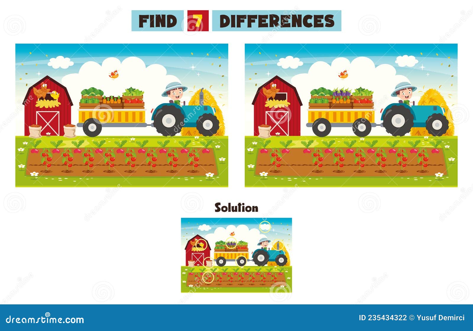 Find Seven Differences Activity for Children Stock Vector ...