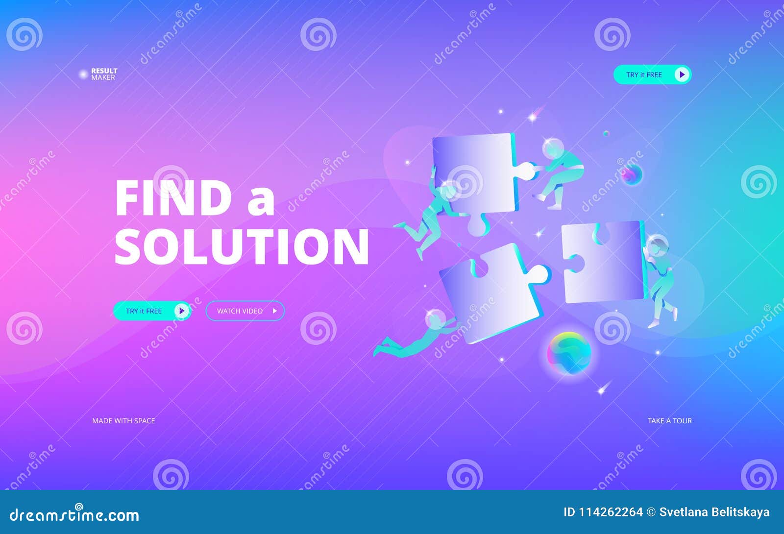Find a solution web banner stock vector. Illustration of social - 114262264
