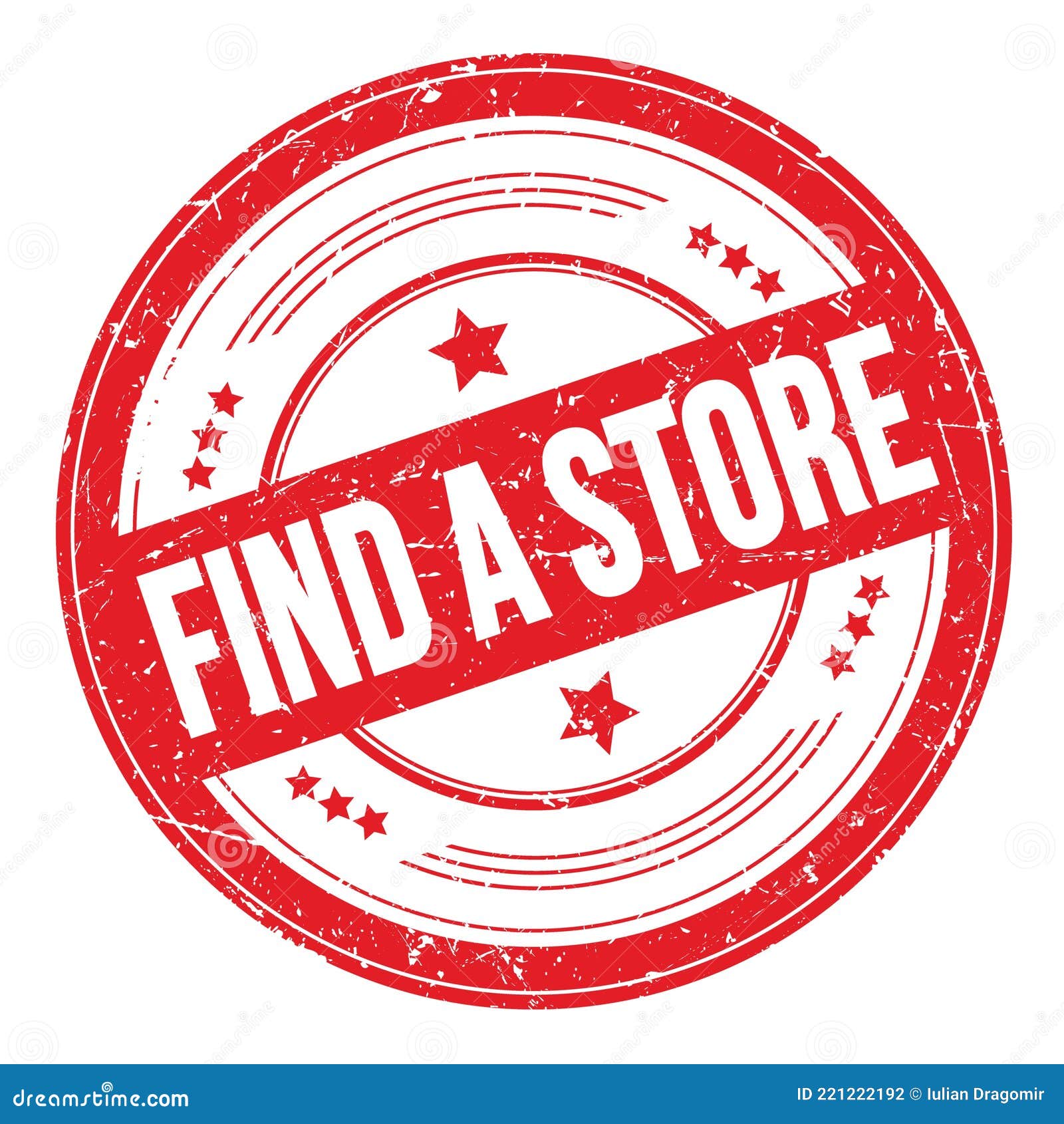 FIND a STORE Text on Red Round Grungy Stamp Stock Illustration ...