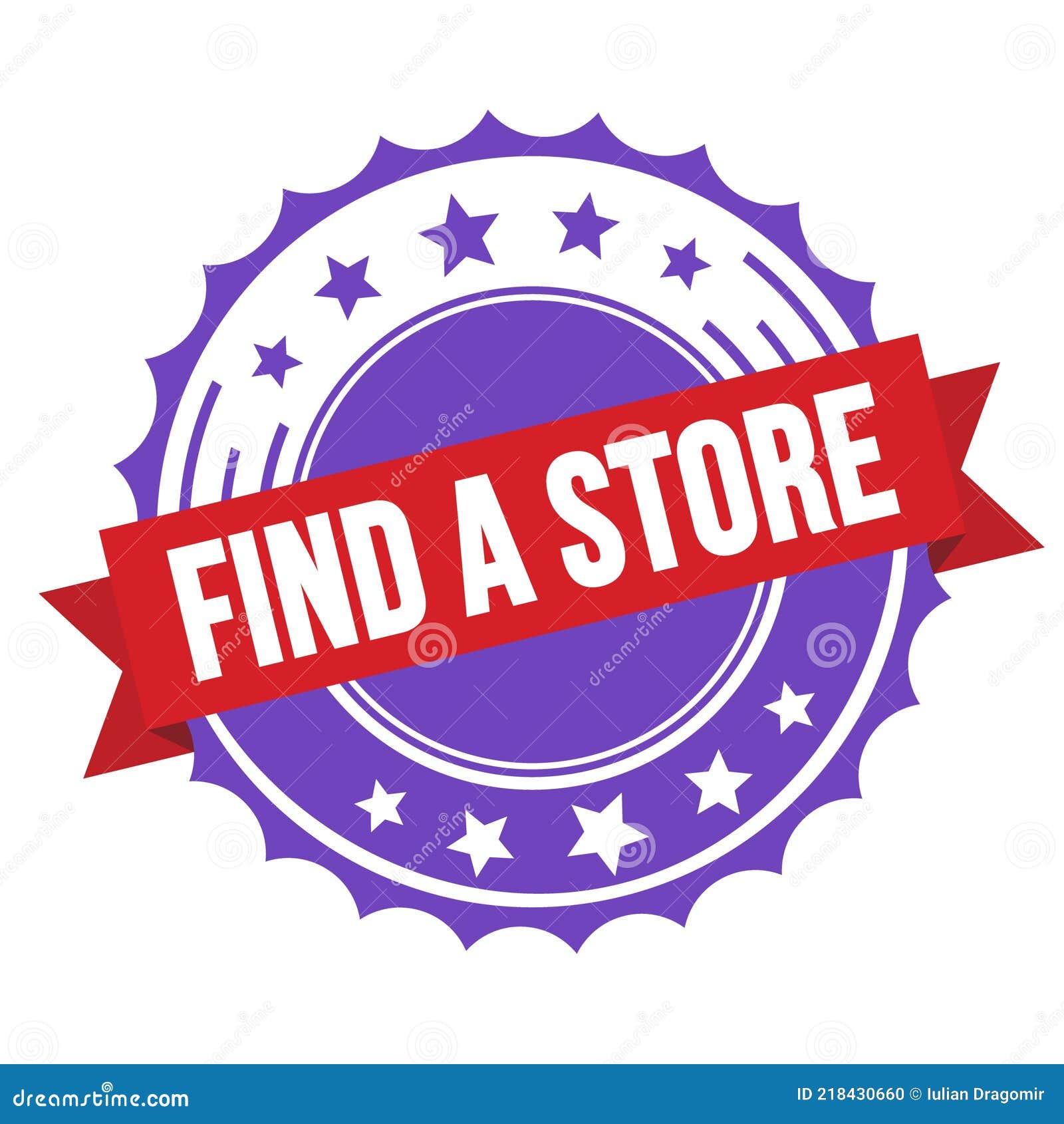 FIND a STORE Text on Red Violet Ribbon Stamp Stock Illustration ...