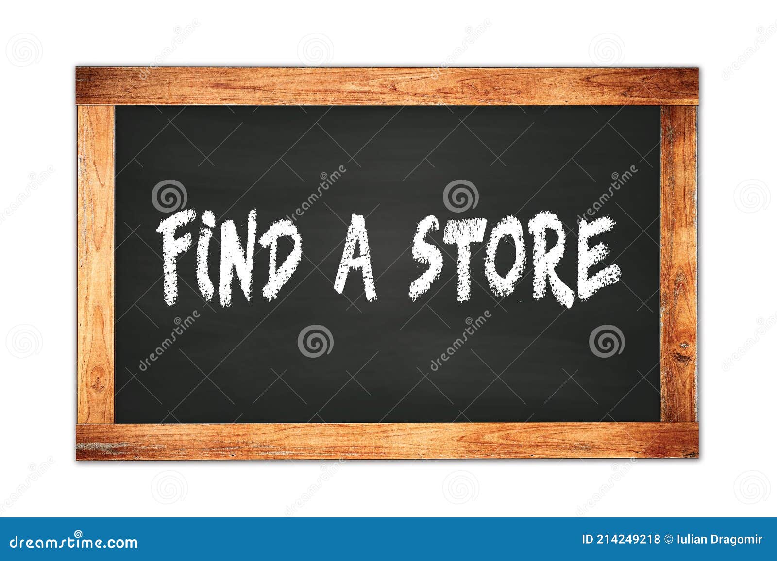 FIND a STORE Text Written on Wooden Frame School Blackboard Stock Photo ...