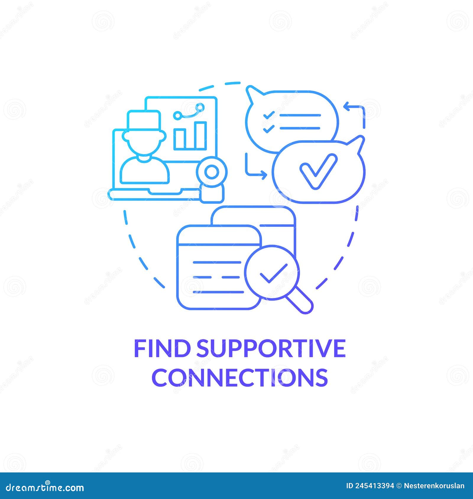 Find Supportive Connections Blue Gradient Concept Icon Stock Vector ...