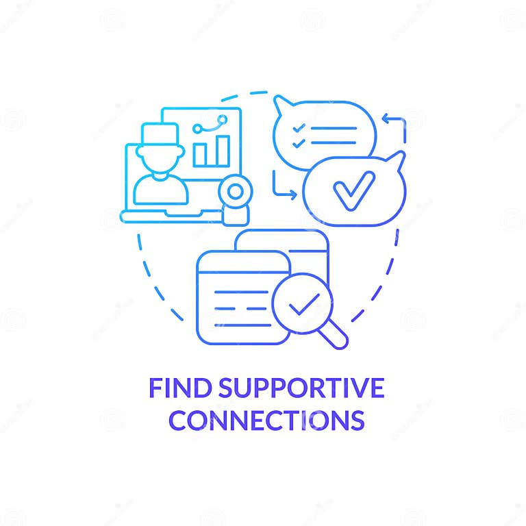 Find Supportive Connections Blue Gradient Concept Icon Stock Vector ...