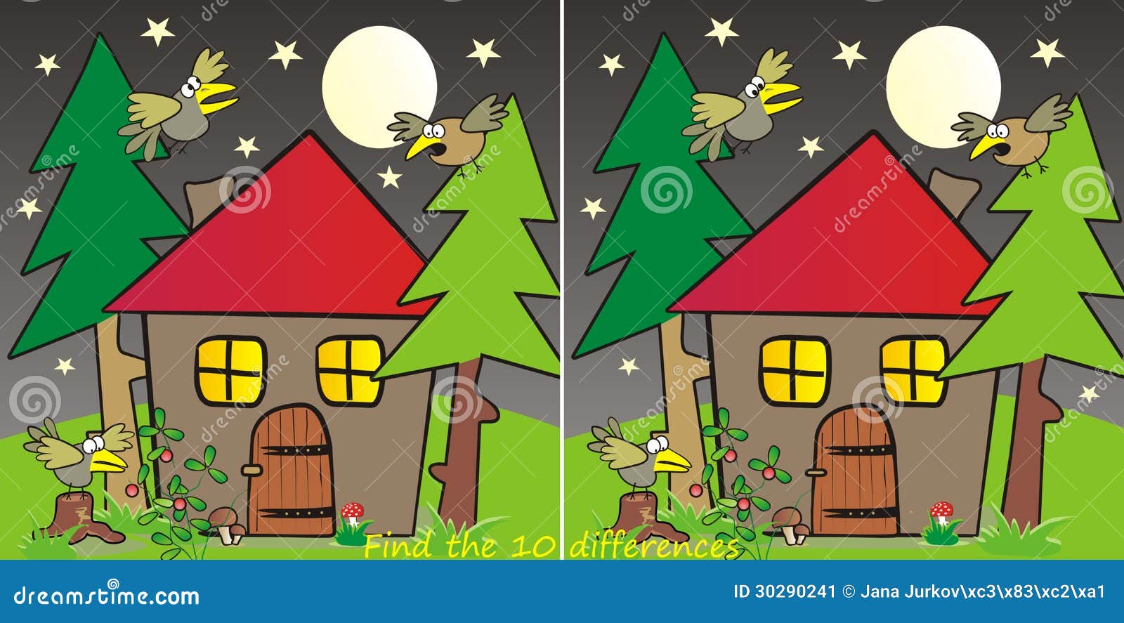 House in Forest-10 Differences Stock Image - Image of forest, chimney ...
