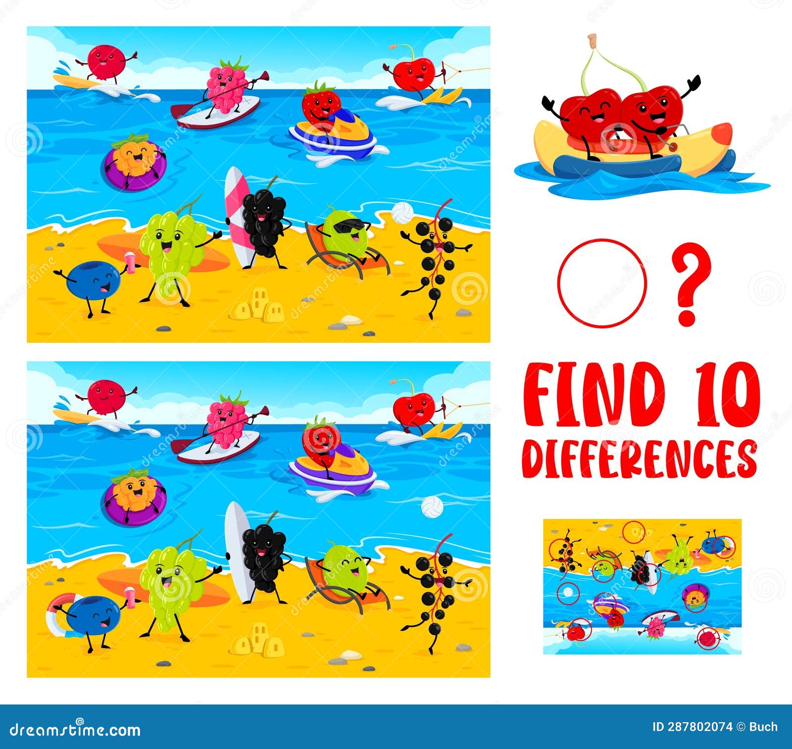 Find Ten Differences between Funny Berry Character Stock Vector ...