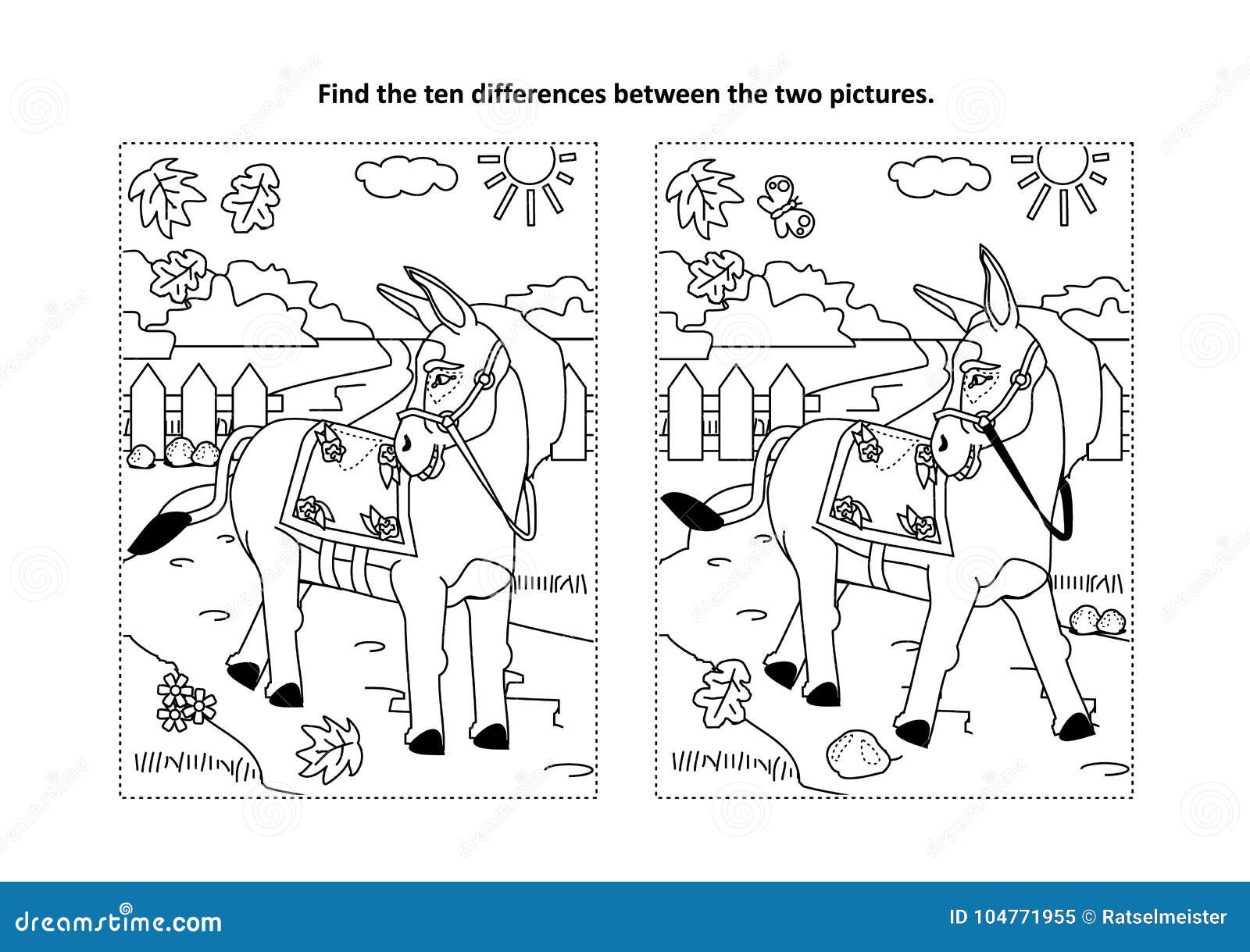 Find The Differences Visual Puzzle And Coloring Page With Walking ...