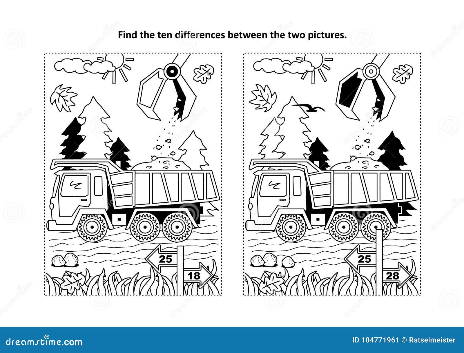 Find the Differences Visual Puzzle and Coloring Page with Tipper Stock ...