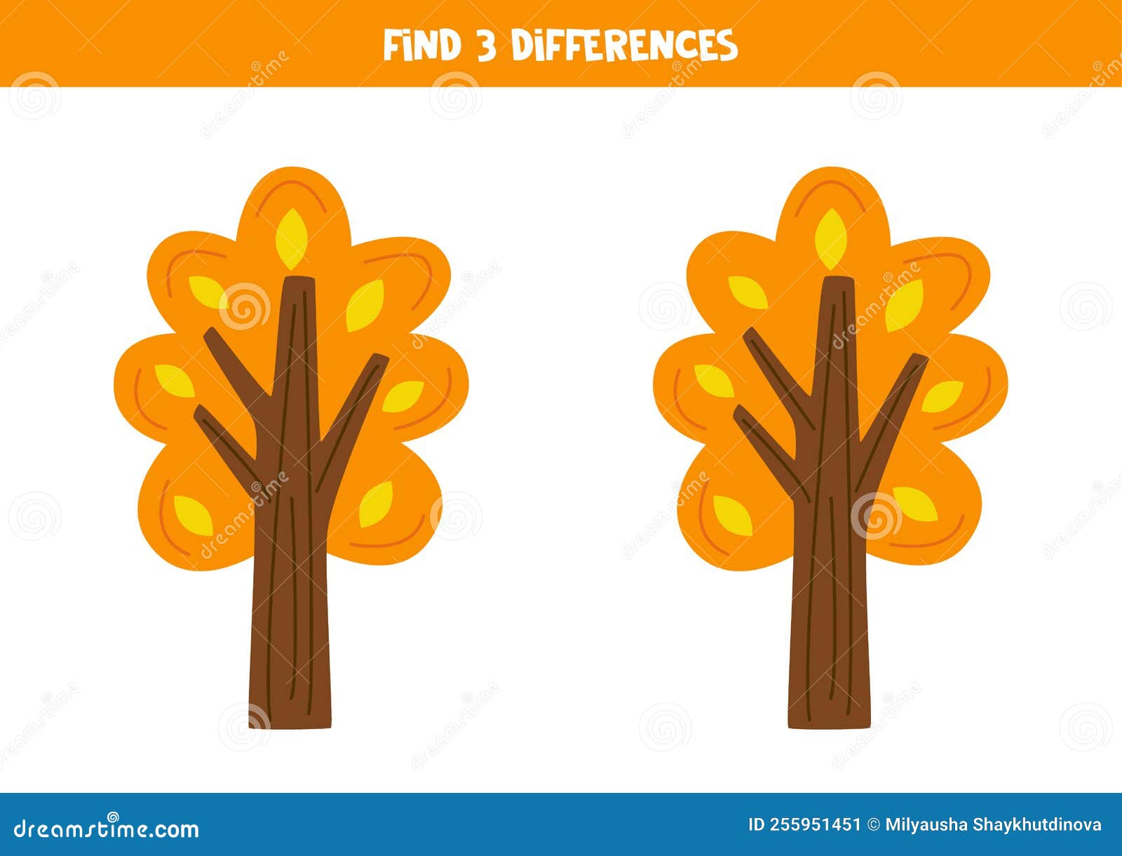 Find Three Differences between Two Autumn Trees Stock Illustration ...