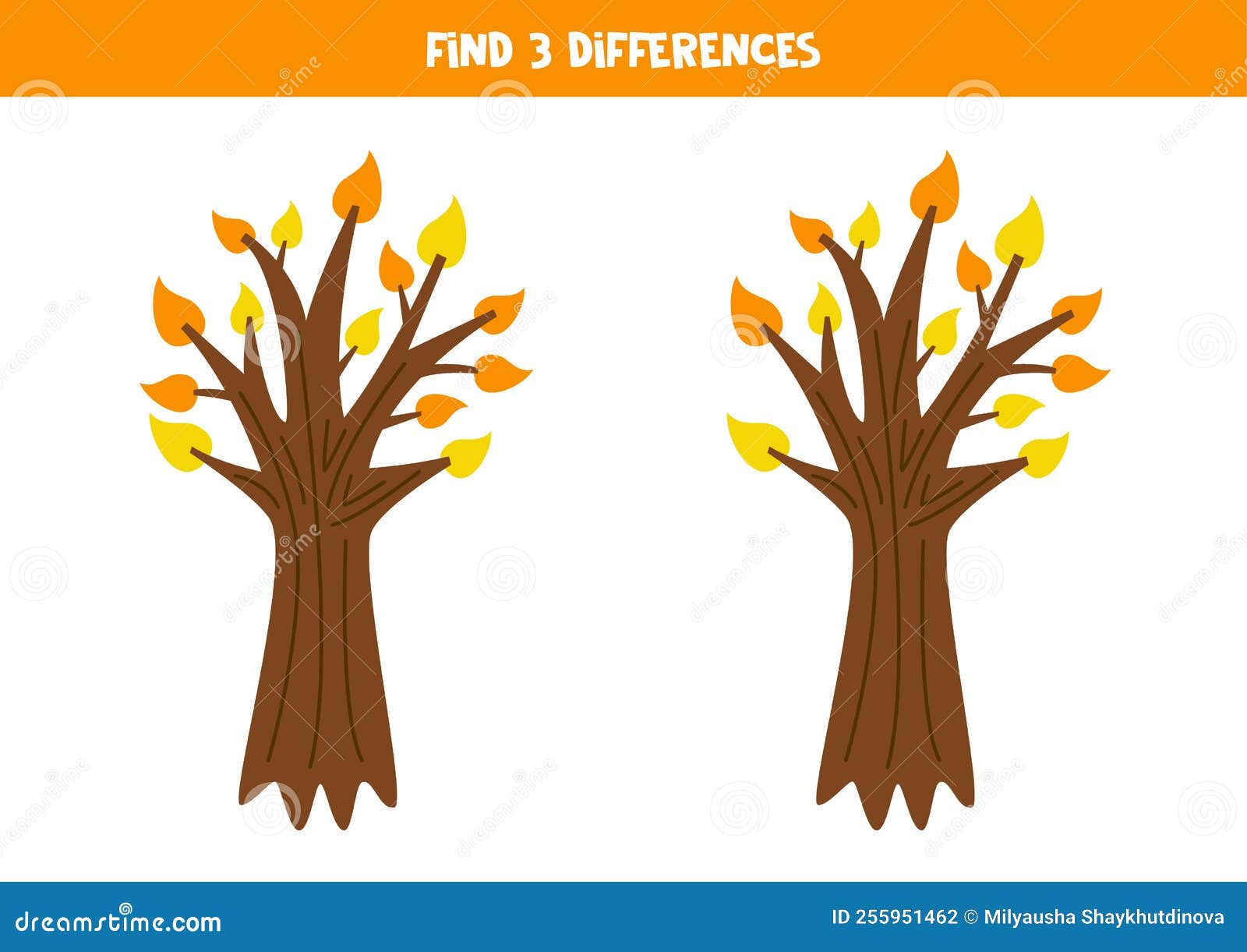 Find Three Differences between Two Autumn Trees Stock Vector ...