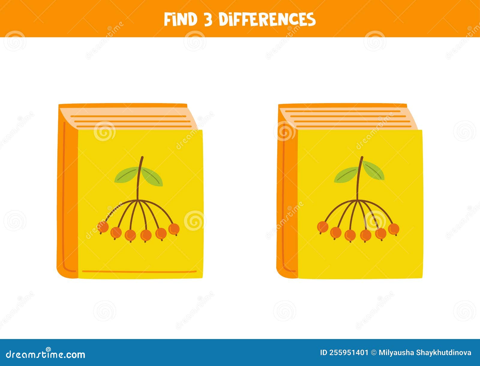 Find Three Differences between Two Autumn Yellow Books Stock Vector ...