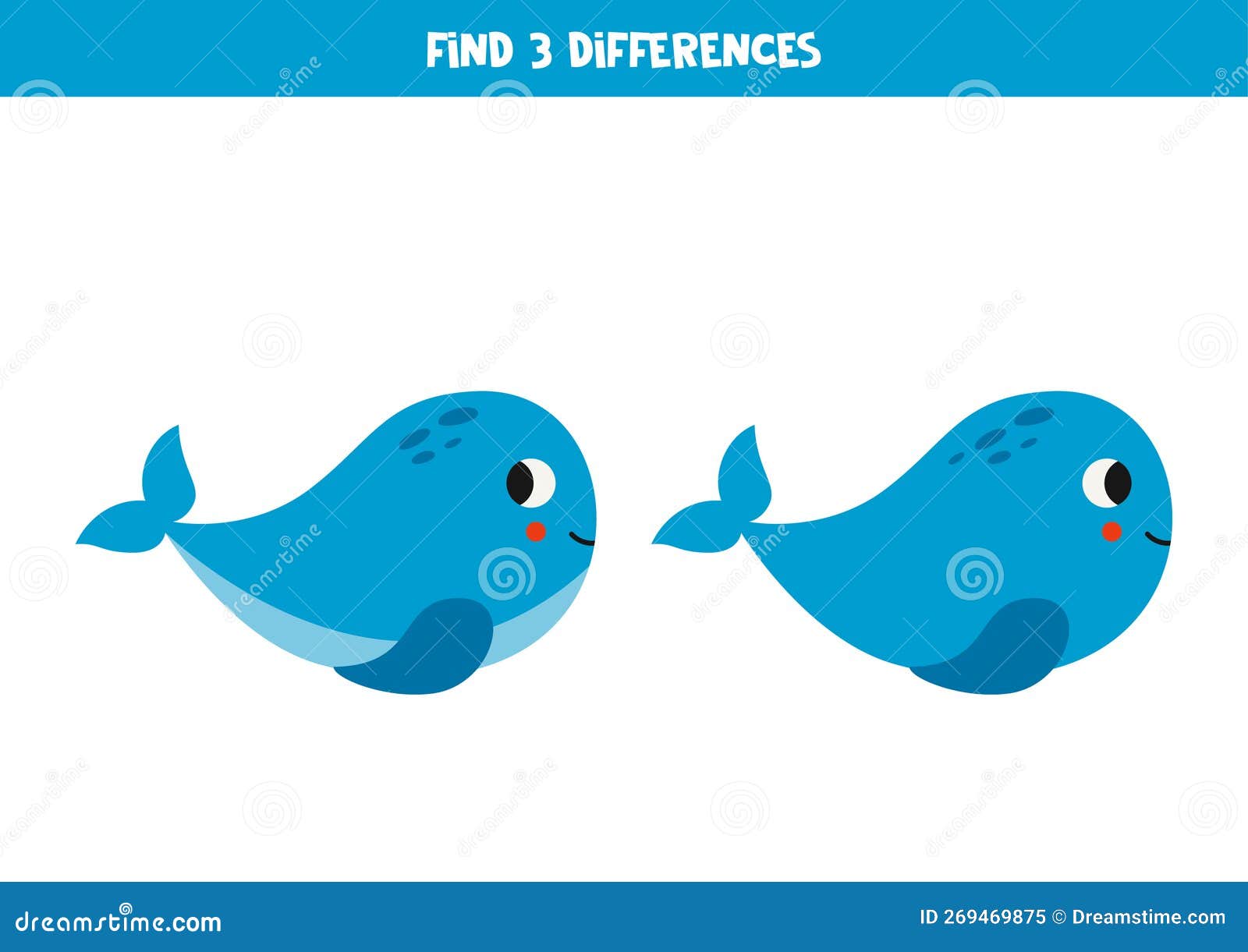 Find Three Differences between Two Cute Whales Stock Illustration ...