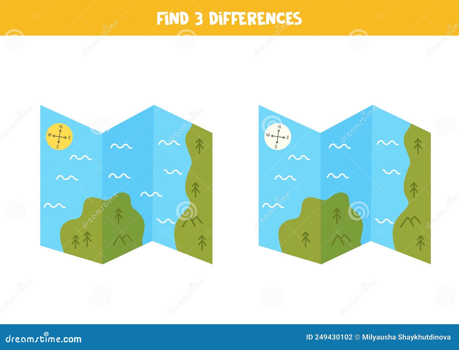 Find Three Differences between Two Navigation Maps. Stock Vector ...