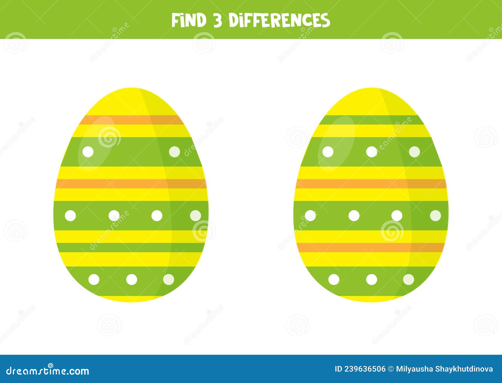 Find Three Differences between Two Pictures of Easter Egg. Stock Vector ...