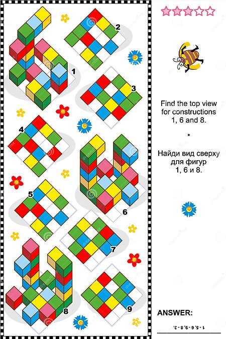 Find Top View Visual Math Puzzle Stock Vector - Illustration of blocks ...