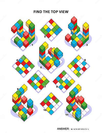 Find Top View Visual Math Puzzle Stock Vector - Illustration of match ...