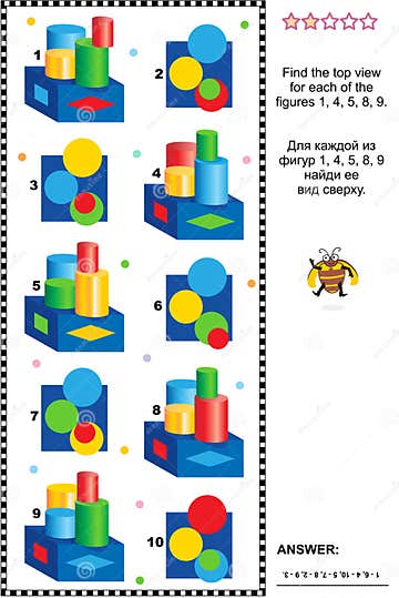Find Top View Visual Math Puzzle with Set of Solids Stock Vector ...