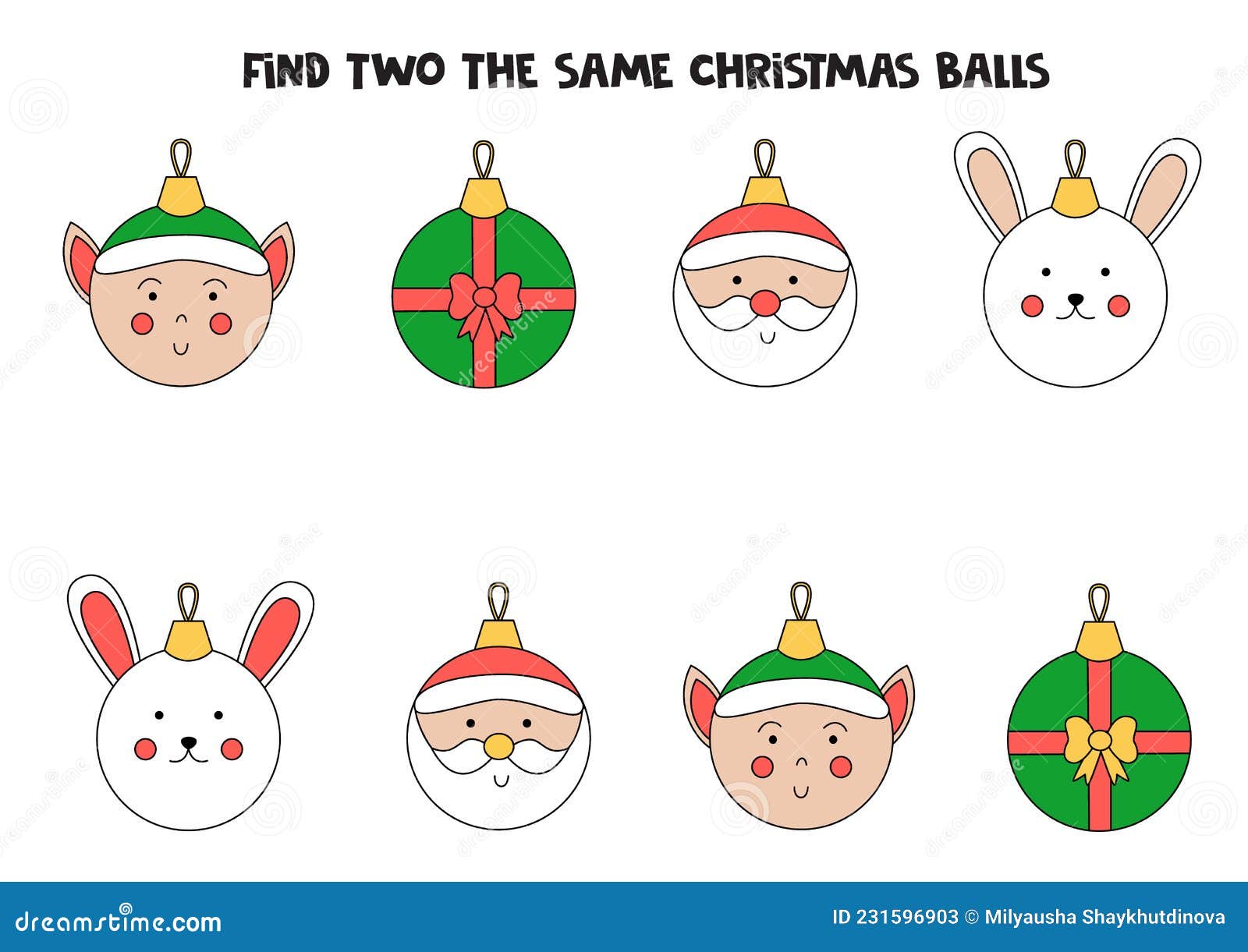 Find Two Identical Christmas Balls. Educational Game for Preschool ... Find Two Identical Christmas Balls. Educational Game for Preschool ...