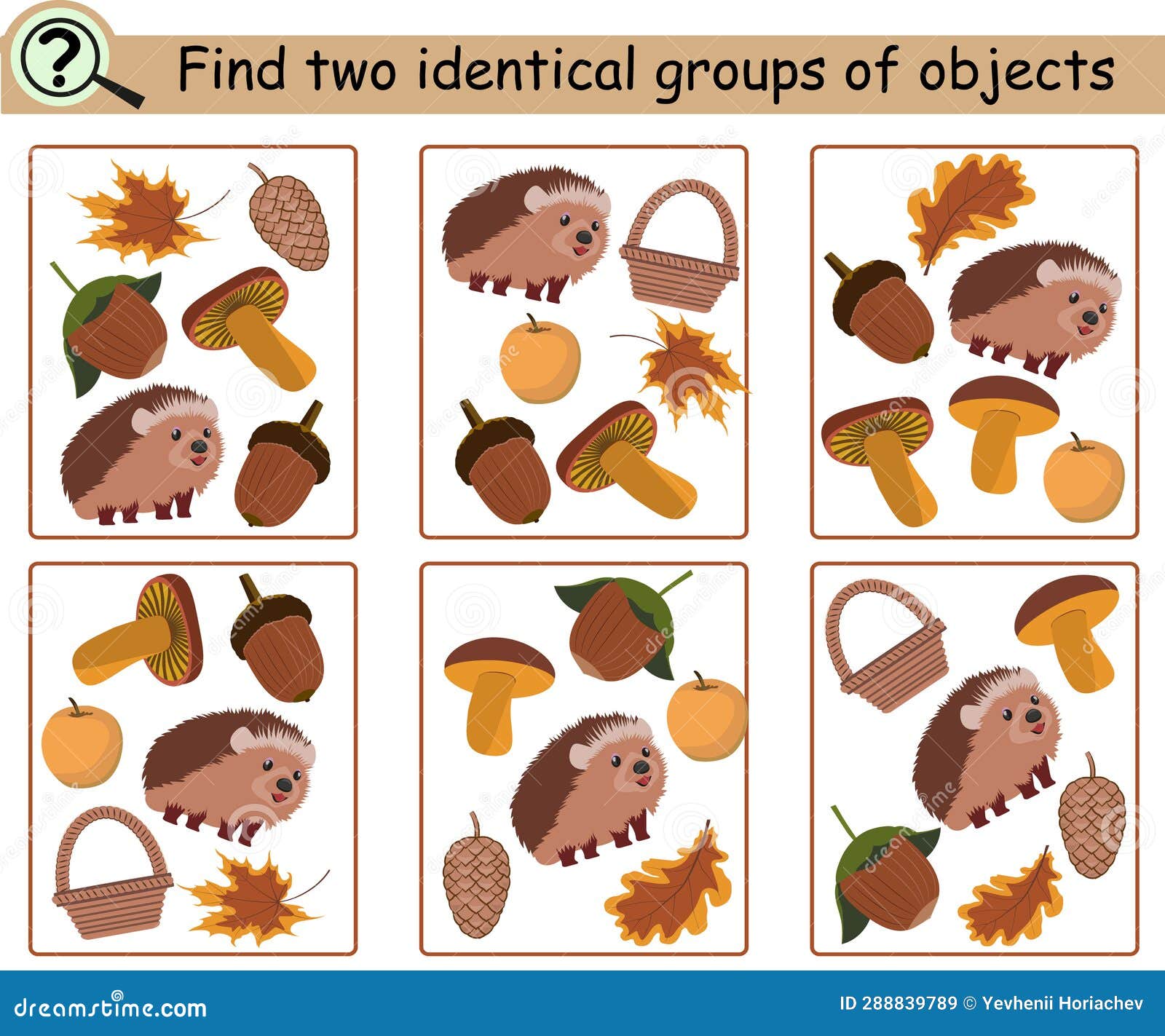Find Two Identical Groups of Objects. Educational Game for Children ...